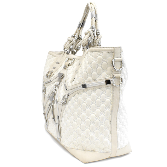 Gucci | Bags | Gucci White Bag Leather Techno Gg Horsebit Tote Neoprene ...